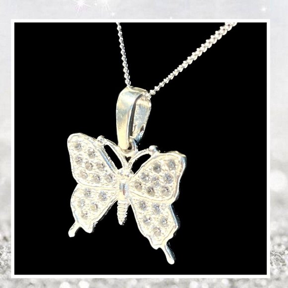 Unbranded | Jewelry | Butterfly Dainty Pendant Necklace Sterling Silver ...